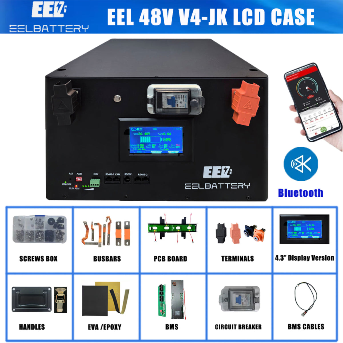 EEL DIY Batteriebox 48V V4 für 280 Ah Zellen mit JK BMS (V19) – innomate